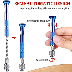 27 Pieces Pin Vise Hand Drills Bits Set Include Pin Vise and Semi-automatic Spiral Hand Drill Rotary Tool with 25 Pieces 0.5-3 mm Micro Twist Drill Bits for Resin Polymer Clay Craft DIY Jewelry Electr