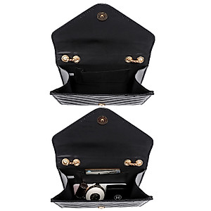 Dasein Women Small Quilted Crossbody Bags Stylish Designer Evening Bag Clutch Purses and Handbags with Chain Shoulder Strap (Black)