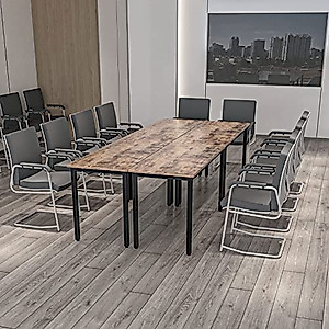 Bonzy Home Conference Tables 9ft Office Computer Desk for Meeting Room Study Writing Printer Podcast Table Save Space Design for 10 People Rustic Vintage Brown 4PCS 110.2"x47.2"x29.5",Brown