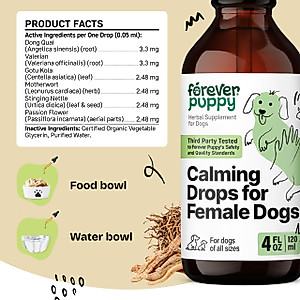 Calming Drops for Female Dogs - Valerian Root Calming Care for Dogs - Liquid Alternative to Calming Chews for Dogs' Composure - Herbal Dog Separation Relief Drops - Pet Calming Supplements - 4 oz