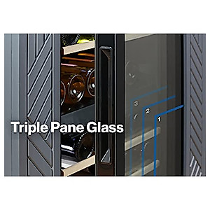Haier Wine Cooler & Beverage Refrigerator | Mini Wine Fridge Complete With Dual-Zone Temperature Control, Triple-Pane Glass, Door Alarm & LED Interior Lighting | Fits 44 Wine Bottles | Black