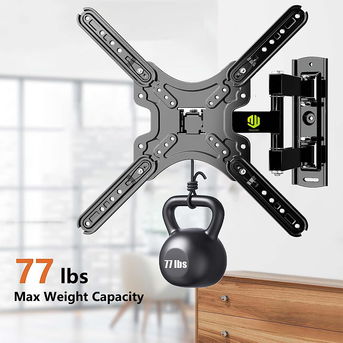 Nuyoah Full Motion TV Wall Mount for Most 26-55 Inches LED OLED 4K TVs, TV Brackets for Wall Mount Swivel Tilts Extension with Perfect Center Design, Articulating Mount Max VESA 400x400mm Up to 77lbs