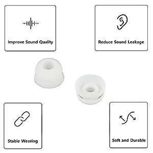 Double Flange Replacement Ear Tips Compatible with Beats Studio Buds and Beats Fit Pro,6 Pairs S/M/L Silicone Earbud Tips White