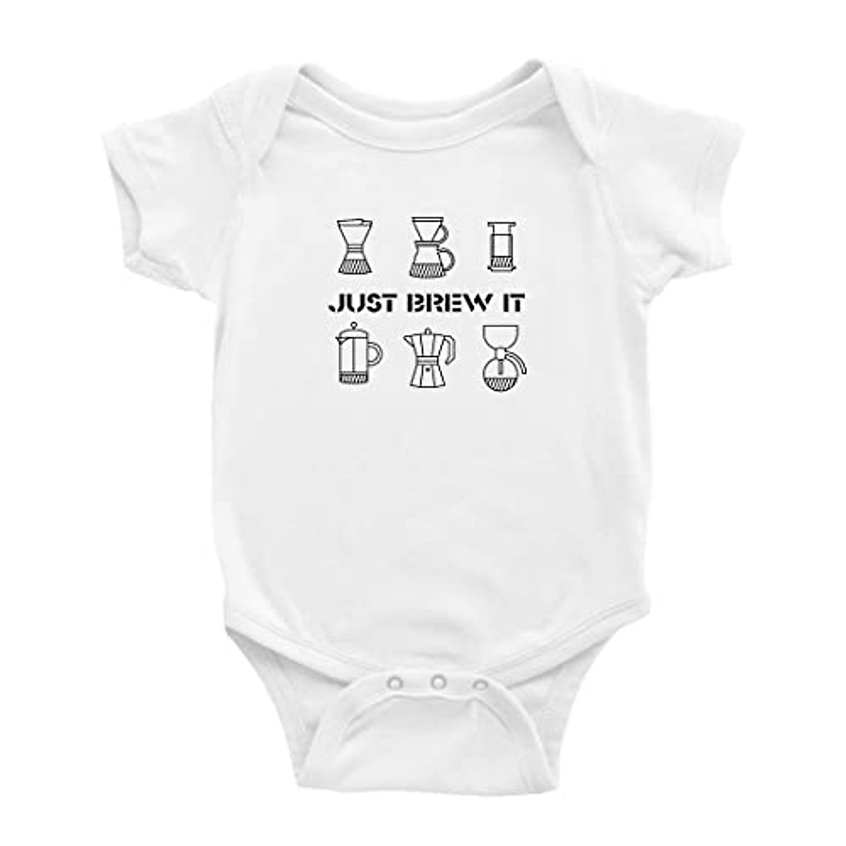 BABYWEN Just Brew It Coffee Movement Cute Baby Clothing Bodysuits Boy Girl Unisex (White, 3-6 Months)