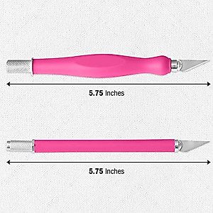 WA Portman Pink Precision Knife Set - 2 Pink Comfort Grip Precision Knives & 100 Carbon Steel Knife Blades - Craft Knife Set with 100 #11 Replacement Hobby Knife Blades - Art Knife & 100 Knife Blades