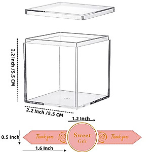Acrylic Box with Lid 6 Pack Clear Acrylic Boxes Party Favor Square Cube Mini Candy Display Boxes Transparent Containers Plastic Storage Organizer Box Wedding Birthday Party Decorative Boxes