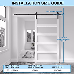 COSHOMER 42in x 84in 5-Panel Sliding Glass Barn Door Only, Easy Assembly, Waterproof, Frosted Glass - Fit Max Opening Size 40in x 82in and Min Track Length 7FT, White