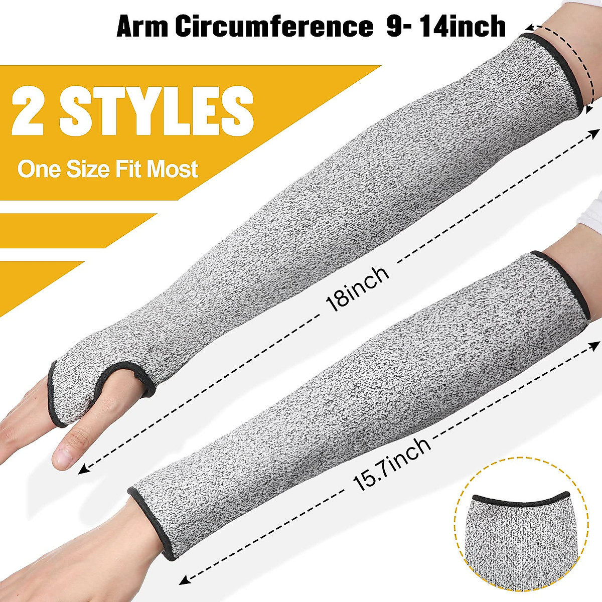 Chuarry 4 Pairs Cut Resistant Sleeves Thin Arm Protectors Arm Guard for Thin Skin and Bruising Sleeves for Men Women(Black, Gray)