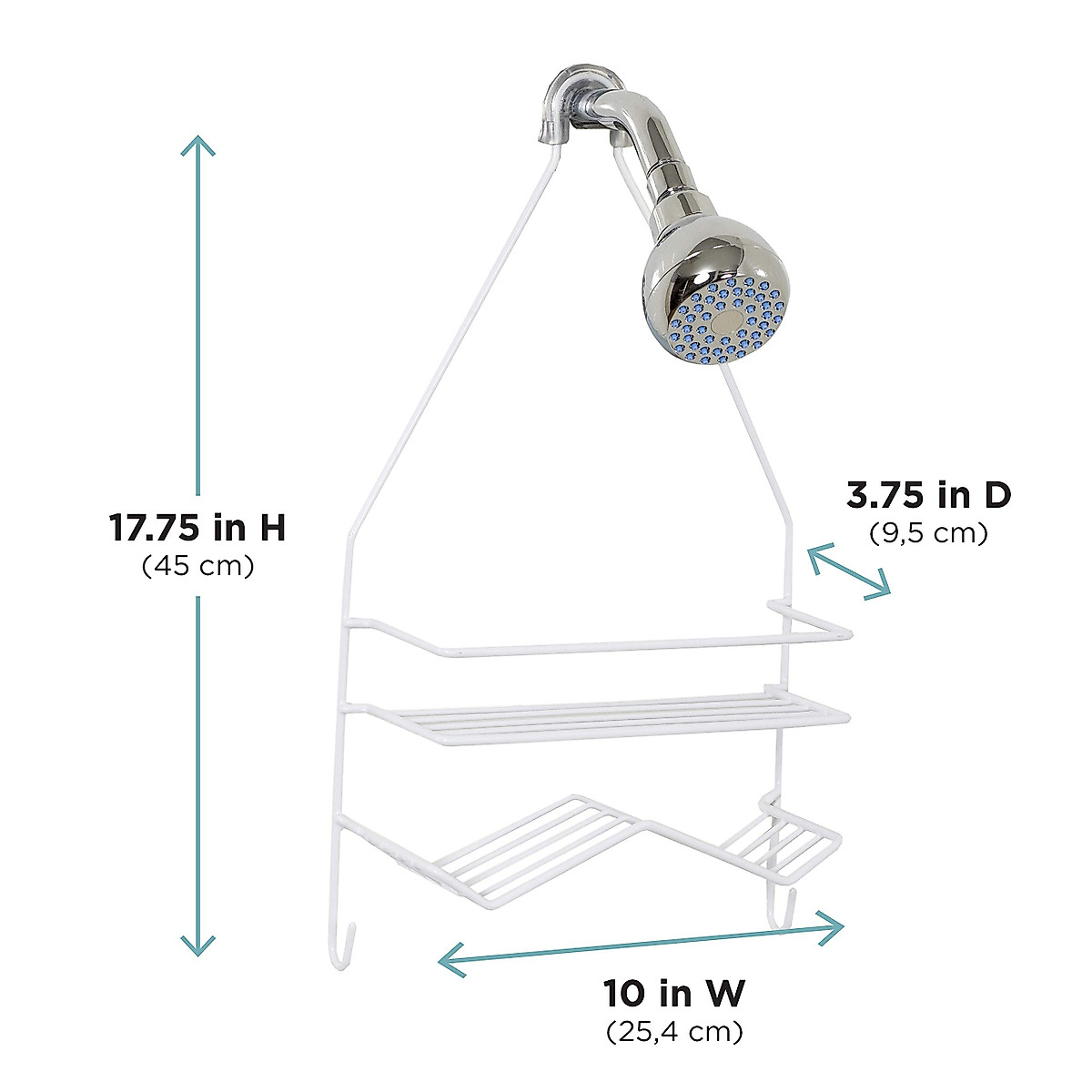 Zenna Home Zenna HomeOver The Shower 2 ShelvesWhite Over-The-Showerhead Caddy, 2 Shelves, White