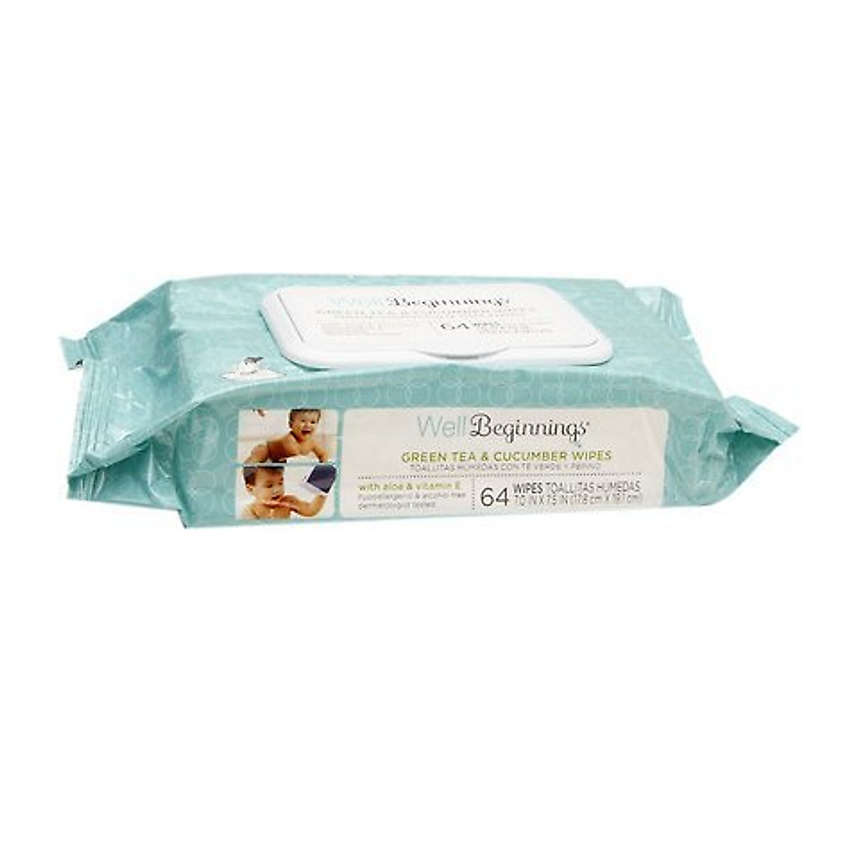 Well Beginnings Baby Wipes Green Tea & Cucumber With Aloe & Vitamin E, 128 count Total