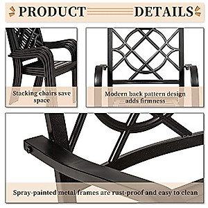 SOLAURA Patio Dining Chairs of 2, Outdoor Patio Furniture Chair Wrought Iron Patio Bistro Chairs, Patio Chairs for Garden, Lawn, Backyard, Porch, Balcony, Deck