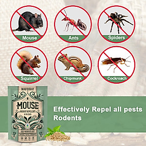 Rodent Repellent, Mafoiray Mouse Repellent Pouches Squirrel Repellent Natural Rodent Repelling, Eco-Friendly Peppermint Oil Outdoor to Keep Mice Out, Repel Mice from RV/Car/Garage/Home/Garage