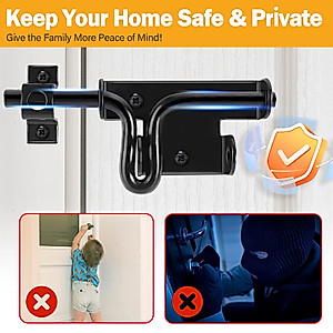 Door Lock Bolt Gate Latch - Heavy Duty Fence Slide Latches Outdoor Doors Latches Hardware Vinyl Gates Locks Black Barrel Bolt Locking Sliding Bolt Latch Padlock Hole for Wooden Fence Yard Shed Barn