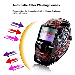 Holulo Solar Power Auto Darkening Welding Helmet Wide Viewing Field Welder Hood for MIG TIG ARC Cap Mask (Ghost of Death)