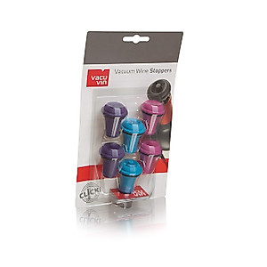 Vacu Vin Original Wine Vacuum Stoppers Set of 12 Gift Set of 6 Grey and 6 Color