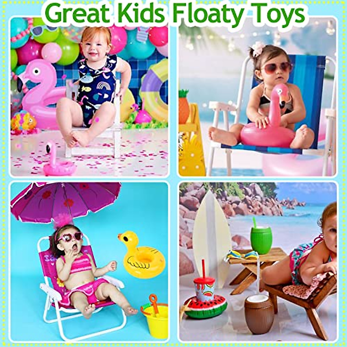 iShyan Inflatable Drink Holder, 25 Pack Drink Floats Inflatable Cup Holders Flamingo Coasters for Swimming Pool Party