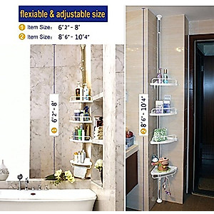 Alice Constant Tension Shower Caddy Pole, Commecial Grade Rustproof Corner Rack - Ivory