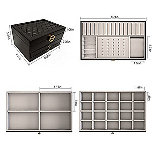 WUIIEN Jewelry Box 3-Layer Jewelry Organizer (Black) (WUIIEN-05)
