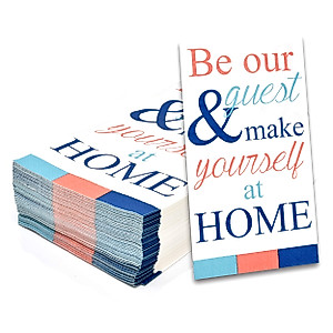 Gift Boutique 100 Friends & Family Guest, Disposable Paper Pack Be Our Guest & Make Yourself at Home Dinner Hand Napkin for Bathroom Wedding Holiday Birthday Baby Bridal Shower Decorative Towel