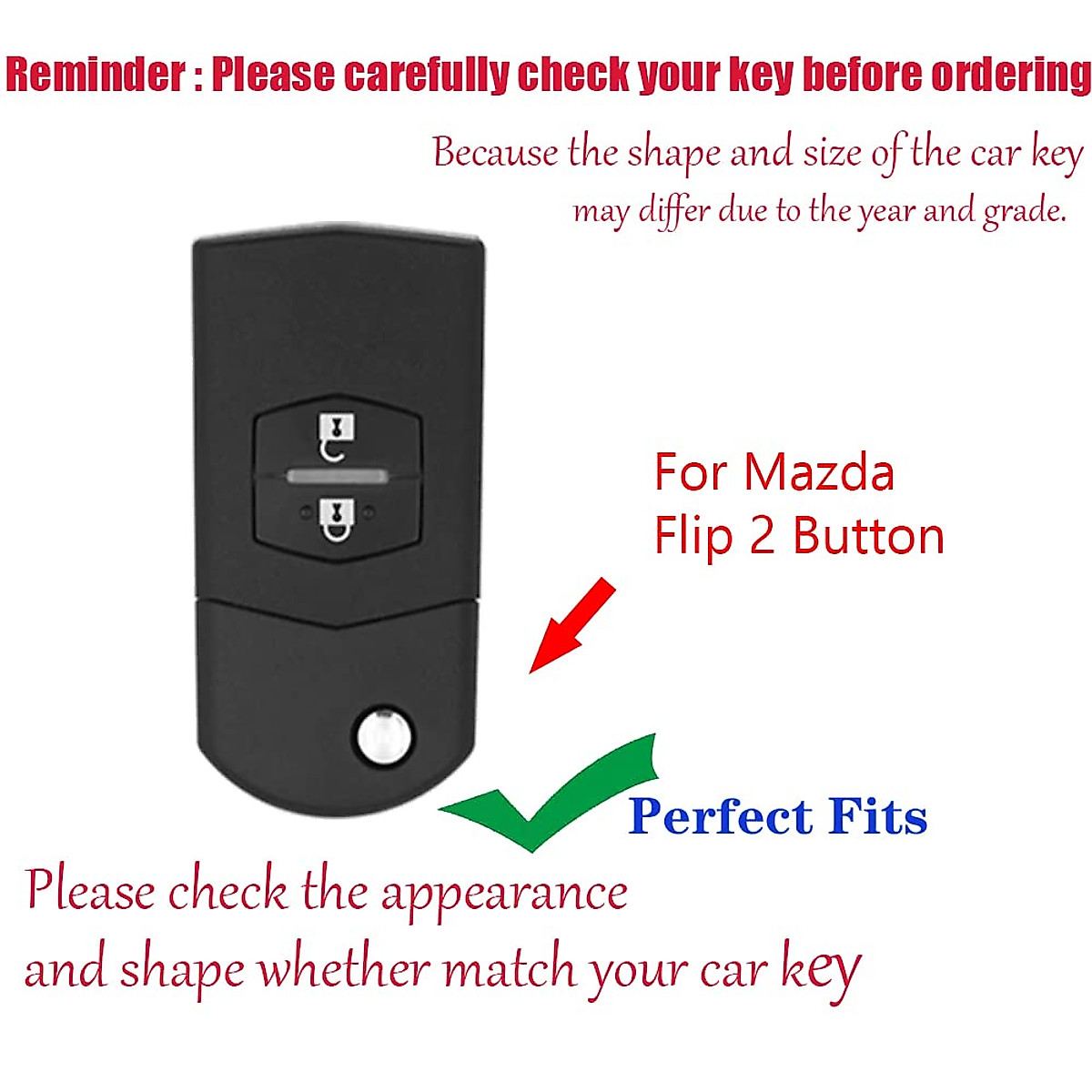 HIBEYO Flip 2 Button for Mazda Key Fob Cover Soft TPU Key Case for Mazda 2 3 5 6 8 Atenza CX5 CX-7 CX-9 MX-5 RX GH Demio Smart Key Holder Car Accessories with Keychains-Leather Key Chain(Gray)