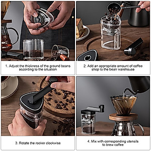 Manual Coffee Grinder, Portable Coffee Bean Grinder with Ceramic Grinding Burr, Adjustable Espresso Grinder for Travel, Camping, Kitchen & Office