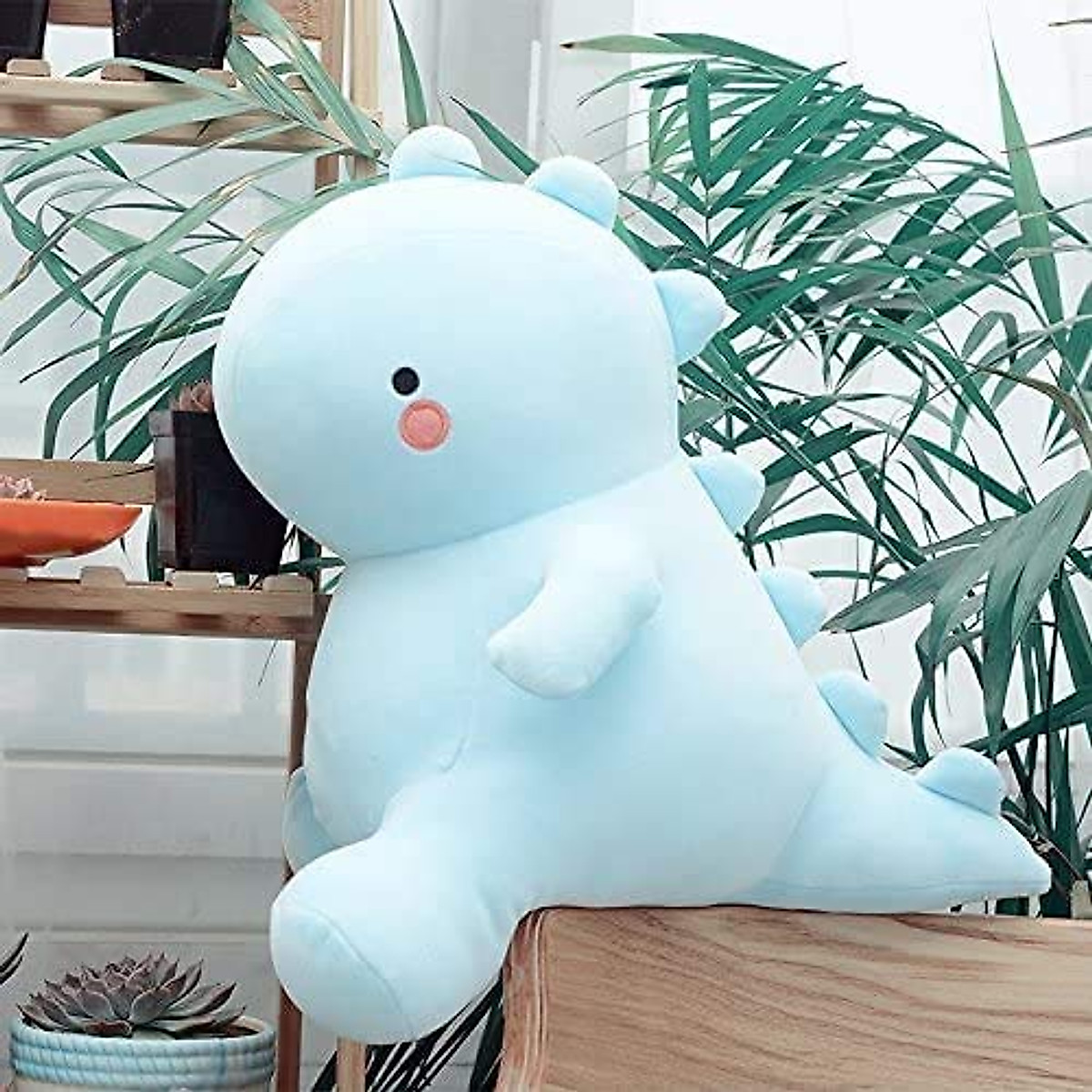 Osmotic Cute Charming Cartoon Fashion Funny Pretty Dinosaur Stuffed Animals Shape Big Hugging Pillow Soft 3D Pom Plush Toy Doll Ultra Fabric Bed Rest Chair Bo (Blue)