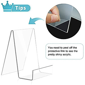 trophable 6 Pack Acrylic Book Stand Clear Book Display Easel Holder for Displaying Tablets,Newspaper, Magazines, Notebooks,Textbooks CDs, etc.(Clear-Small)