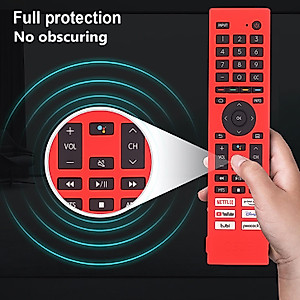 Silicone Cover for Hisense Voice Remote,Hisense ERF3J80H ERF3G80H ERF3F80H Remote Case Cover Hisense 4K UHD Android Smart TV Remote Shockproof Silicone Sleeve with Lanyard(Red)