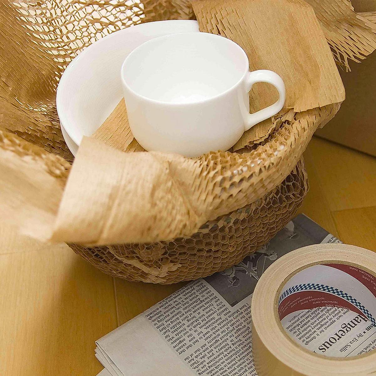 Wrapping Paper Packaging Paper Honeycomb Cushioning Wrap Paper,Kraft Packing Paper Honeycomb Wrap Roll Bubble Alternative Shipping Moving Packing Paper Gift Wrapping Paper (Kraft)