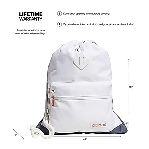 adidas Classic 3S Sackpack, White/Rose Gold, One Size