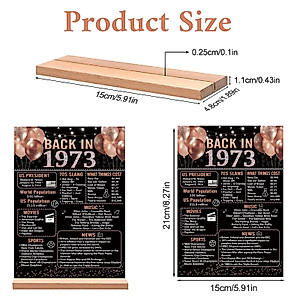 Trgowaul 50th Birthday Decorations Set: Includes Rose Gold Birthday Backdrop Banner 5.9 X 3.6 Fts, Rose Gold Back in 1973 Birthday Poster Acrylic Table Sign with Stand