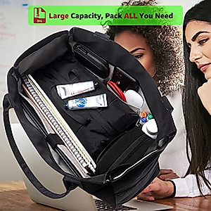 ECOMANNER Large Tote Bag for Women Work Teacher Heavy Duty Womens Travel Tote Handbags for Laptop (Black, Large)