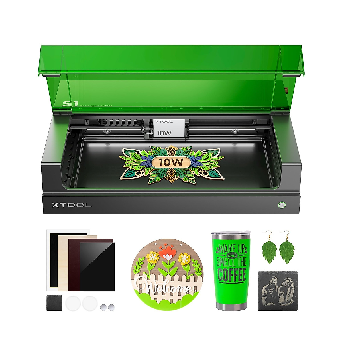 xTool S1 Laser Engraver and Cutter Machine, 23.93" x 15.16" Bed Size, Beginner-friendly, Class 1 Safety Laser Engravering Machine for Wood and Metal, Acrylic