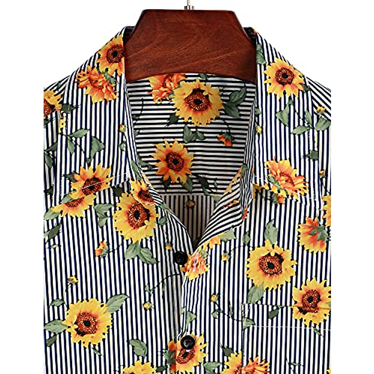 VATPAVE Mens Floral Hawaiian Shirts Casual Button Down Short Sleeve Aloha Shirts Small Black Sunflower Tropical