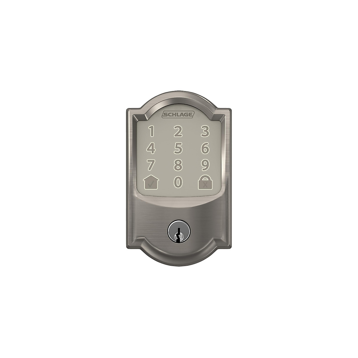 Schlage Encode Smart Wi-Fi Deadbolt with Camelot Trim in Satin Nickel