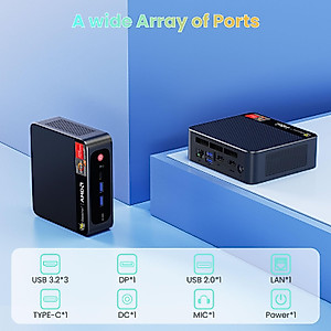 Beelink Mini PC, AMD Ryzen 5 5560U(6C/12T, Up to 4.0GHz), 16GB DDR4 RAM 500GB NVMe SSD, SER5 Mini Computers Support 4K@60Hz Triple Display WiFi6/BT5.2/DP1.4/HDMI2.0/USB3.2 Gaming/Office/Home