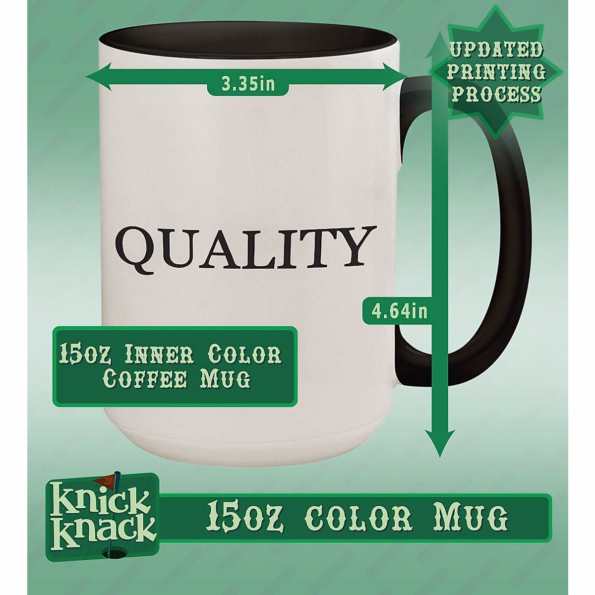 Knick Knack Gifts got sarco-? - 15oz Ceramic Colored Handle and Inside Coffee Mug Cup, Black