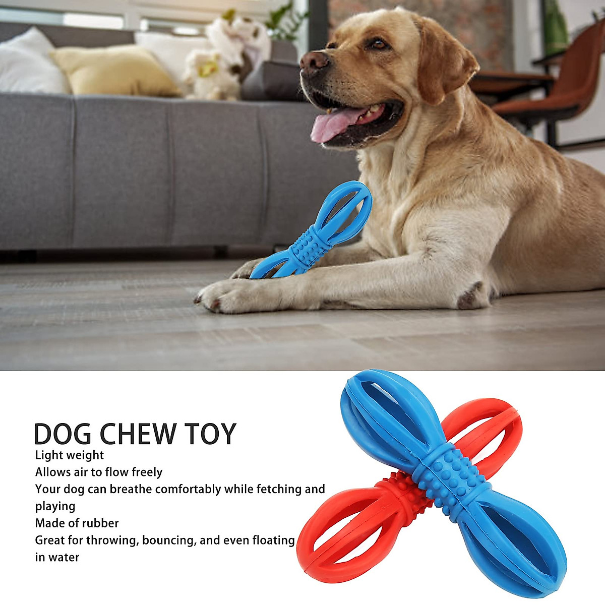 Dumbbell Dog Chew Toy,Relieve Boredom Lightweight Soft Rubber Hollow Dumbbell Dog Teeth Cleaning Toy,Teeth Cleaning Toy for Dog for Pet Supplies