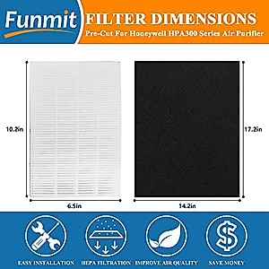 HPA300 HEPA Filter Replacement for Honeywell HPA300 Series Air Purifiers HPA300, HPA300VP, HPA304 HPA3300, HPA5300, Replace HRF-R3 (3 Ture HEPA R Replacement Filter + 4 Activated Carbon Pre-Filter)