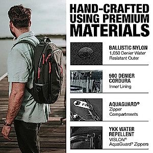 DEFY Bucktown Waxed Canvas Backpack | 23 Liter Utility Backpack For Men | Professional Work Bag w/ 17 Inch Laptop Sleeve | Premium Tech Backpack | Water Repellent Travel & Commuter Pack (Black)