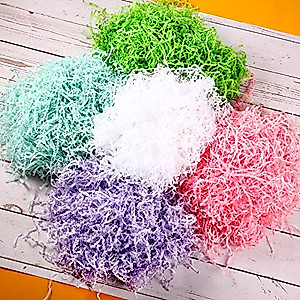 10 Pack 300g Easter Crinkle Cut Paper Shred Filler for Packing and Empty Basket Filler, Raffia Tissue Paper Grass Stuffers for Irish Day(Wonderful Color)
