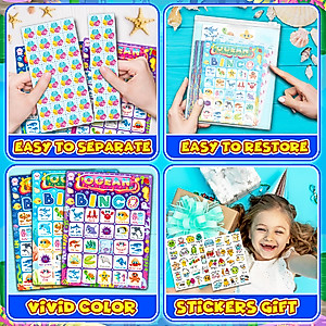 YTSQLER Ocean Bingo Game 24 Players Ocean Animals Bingo Game for Kids Bingo, Under The Sea Party Bingo Games for Family Classroom Activity Ocean Party Supplies