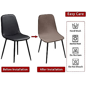 LIPOR Set of 4 Stretch Velvet Taupe Shell Chair Cover Mid Century Modern Dining Room Chair Slipcover Armless Accent Chair Cover Chair Protector Cover for Home Living Room Kitchen Office (Taupe, 4PCS)