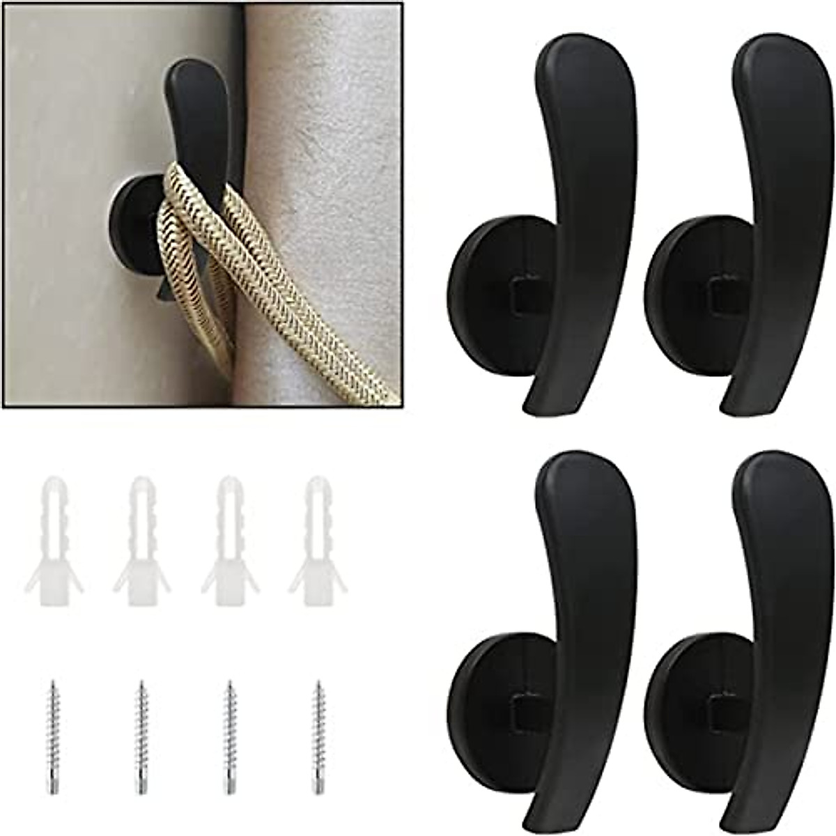 Curtain Holdbacks Wall Mounted Window Bathroom Curtain Tieback Drapery Holder Hook for Home-Kitchen Decoration Shower Curtain Holder for Clear Stick On No Screw Wall Mounted Door