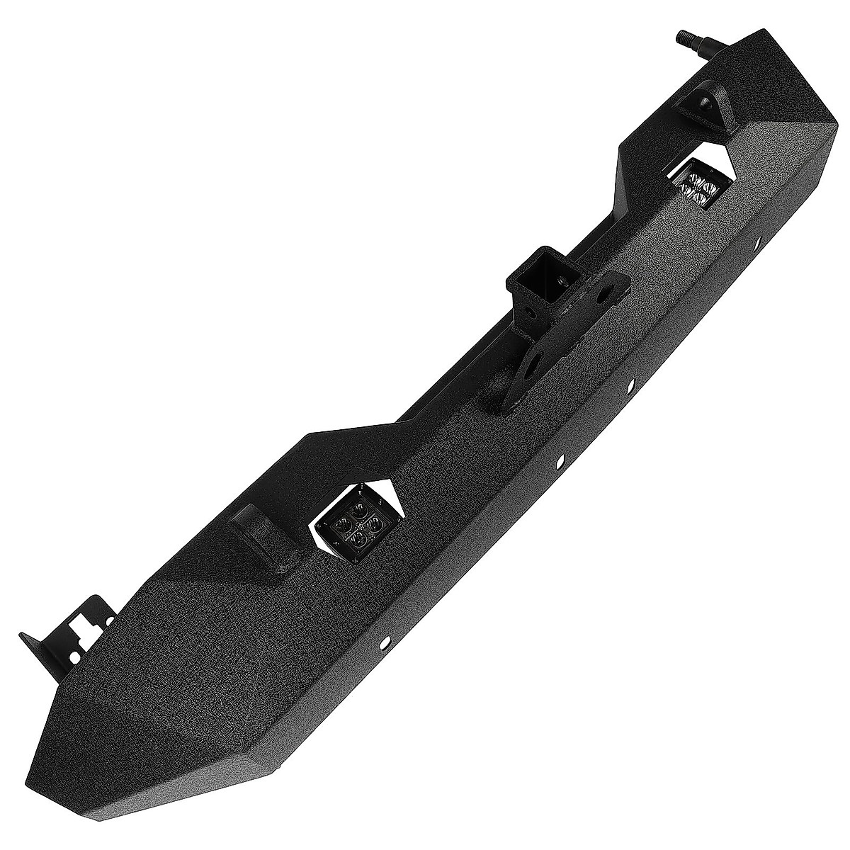 OCPTY Front Bumper and Rear Bumper with and Tire Carrier Fit For 2007-2015 2016-2018 for Jeep Wrangler JK Winch Plate with D-ring LED Lights with and Tire Carrier Texture Black