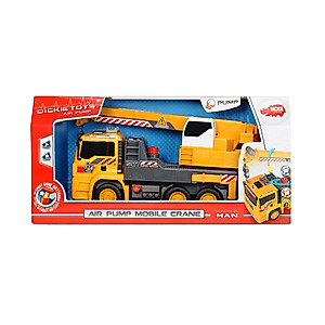 DICKIE TOYS Air Pump Action Mobile Crane Truck, 12", Yellow