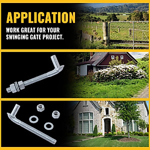 VIVIDA 8" J Bolt Gate Hinge 2 Pack, Gate Bolt Hinge with 5/8" Male Pin, Heavy Duty Chain Link Fence Hardware, Galvanized Steel