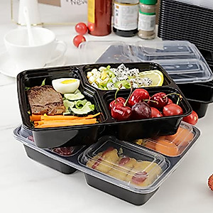 LIYH 48 Pack Meal Prep Containers 32oz 3 Compartment Bento Box Microwave Food Storage Containers Takeout Containers with Lids Containers Stackable Reusable Microwaveable & Dishwasher Safe