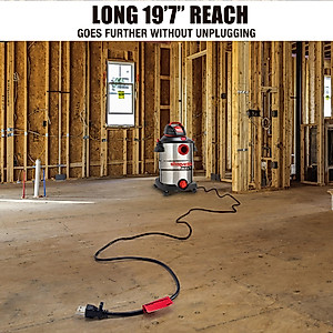 Shop-Vac 12 Gallon 6.0 Peak HP Wet/Dry Vacuum, Stainless Steel Tank, 3 in 1 Function Portable Shop Vacuum with Attachments, Drain Port, Ideal for Jobsite, Garage & Workshop. 5926211