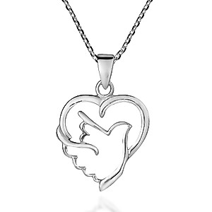 AeraVida Holy Spirit Dove of Love and Peace .925 Sterling Silver Pendant Necklace | Bird Necklace Women Jewelry | Gift for HER